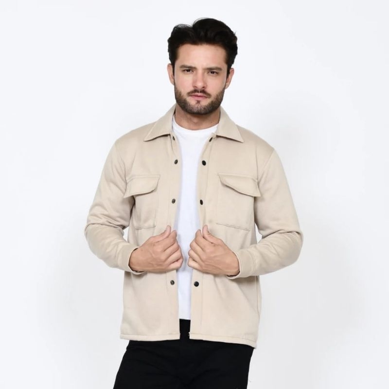 Jual SHACKET JACKET PLEECE - JAKET PRIA KEMEJA POLOS | Shopee Indonesia