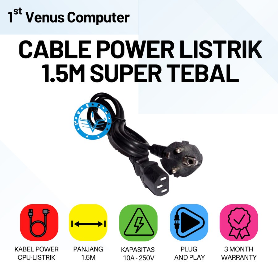 Jual KABEL POWER LISTRIK 1.5M SUPER TEBAL CABLE POWER PC PSU / CAB70 ...