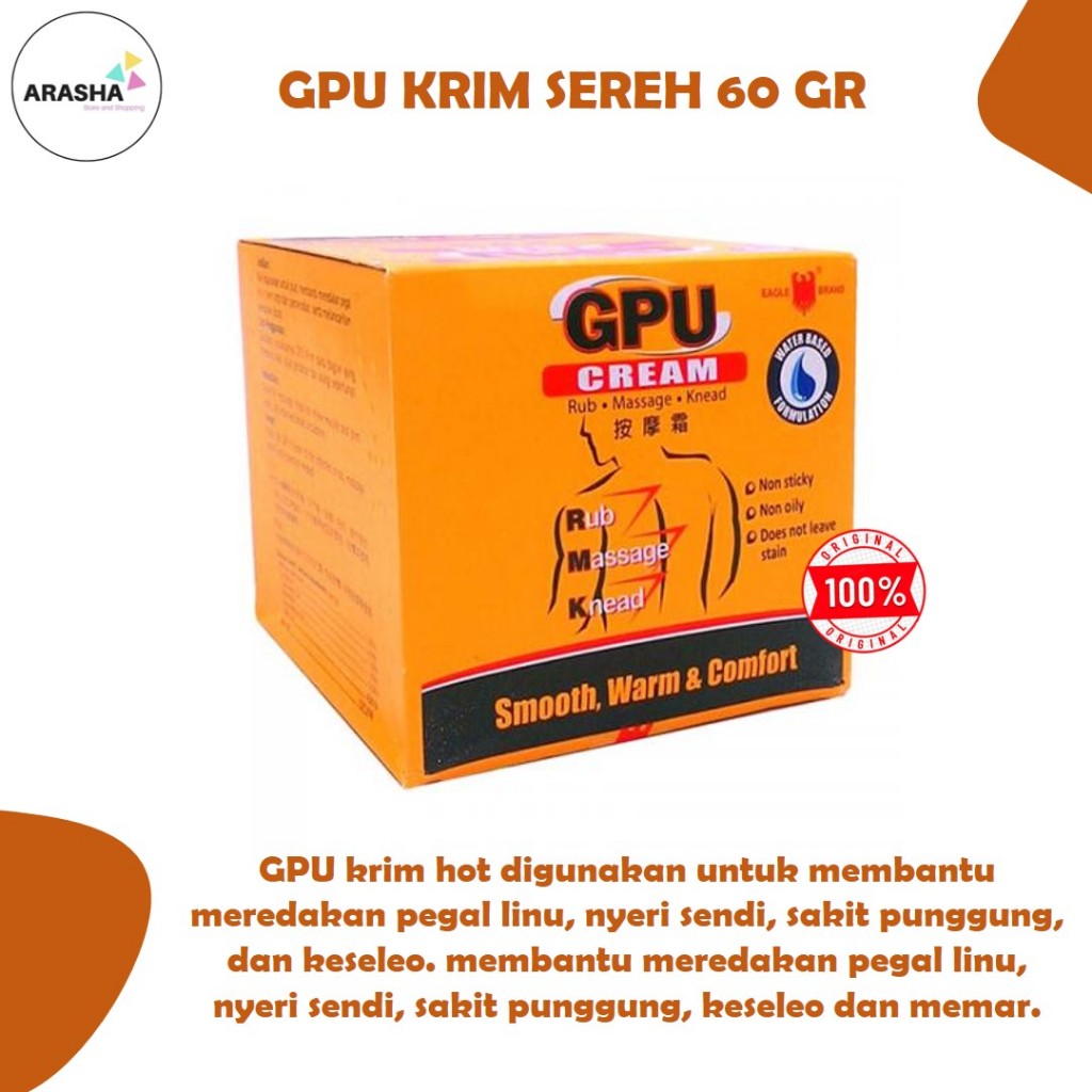 Jual GPU KRIM SEREH 60 GR Krim Nyeri Otot Nyeri Sendi Terkilir Sakit ...