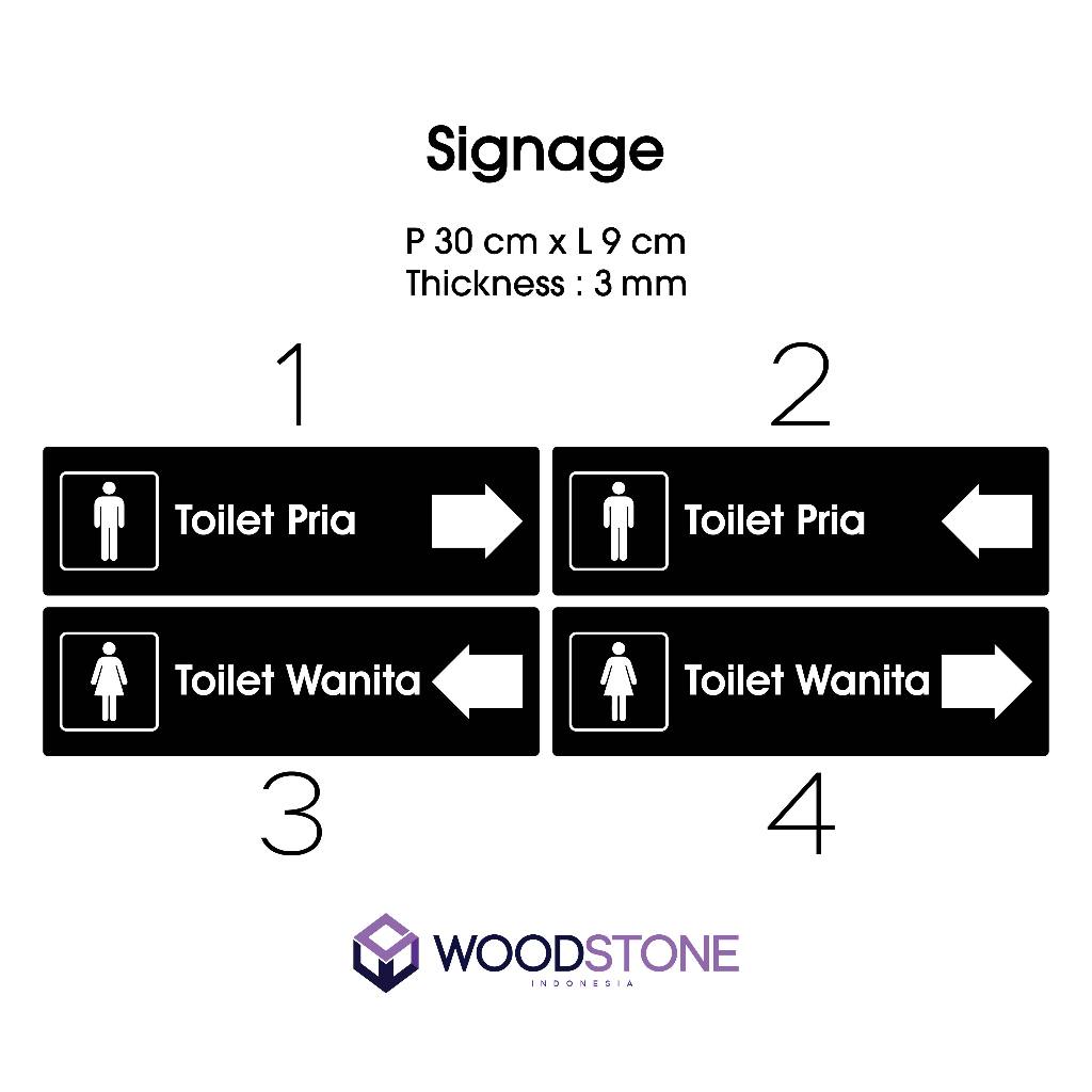Jual WOODSTONE - Papan Arah Toilet Pria Wanita - Sign Logo WC Umum Men ...