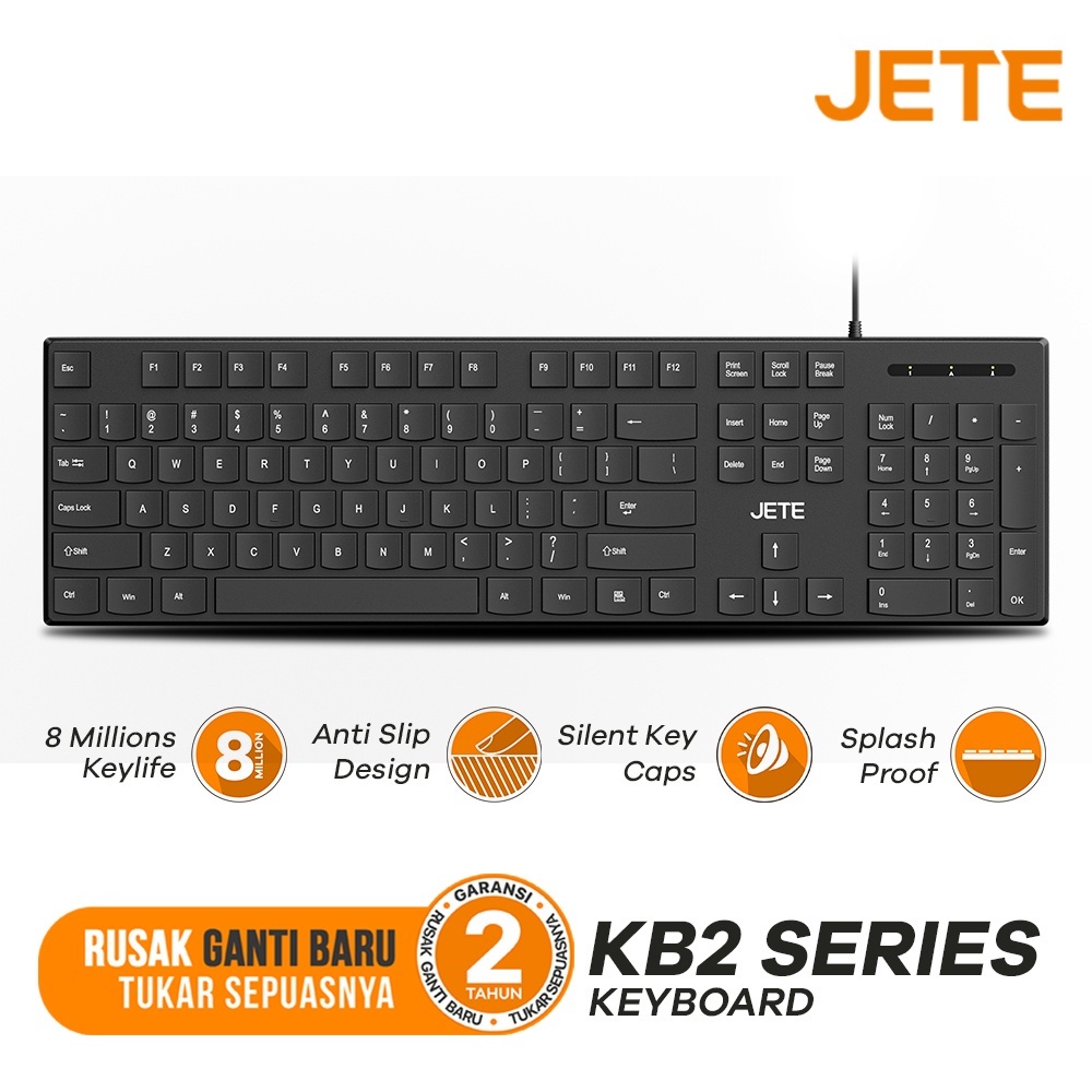 Jual JETE KB2 Keyboard Kabel USB Wired Keyboard Slim Silent Key ...