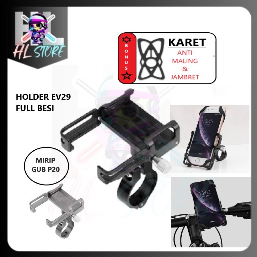Jual Eevo EV29 Holder HP Stang Motor/Sepeda Full Besi Aluminium Spion motor Dudukan Penyangga ...