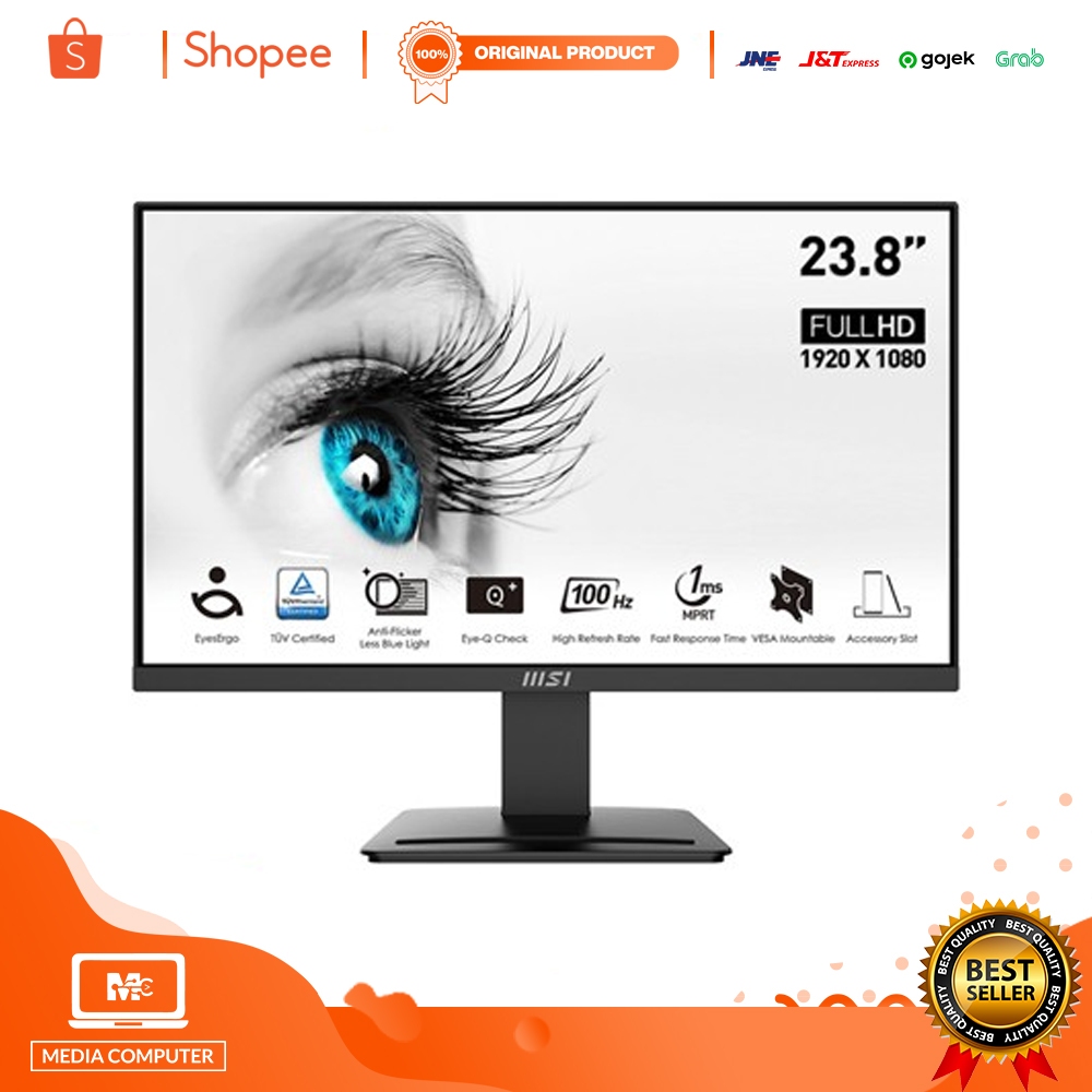 Jual Monitor MSI PRO MP2412 23.8 FHD 100Hz 1ms Black | Shopee Indonesia