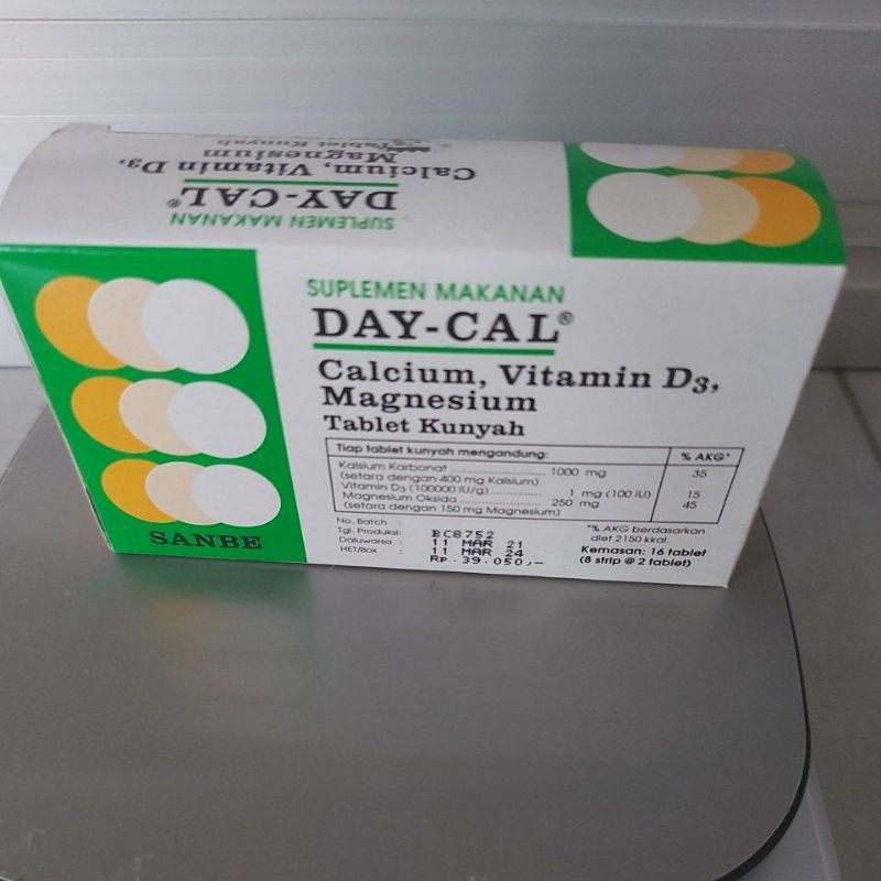 Jual DAY CAL CHEWABLE - Vit D3 - Calcium - BOX ISI 16 Tablet | Shopee ...
