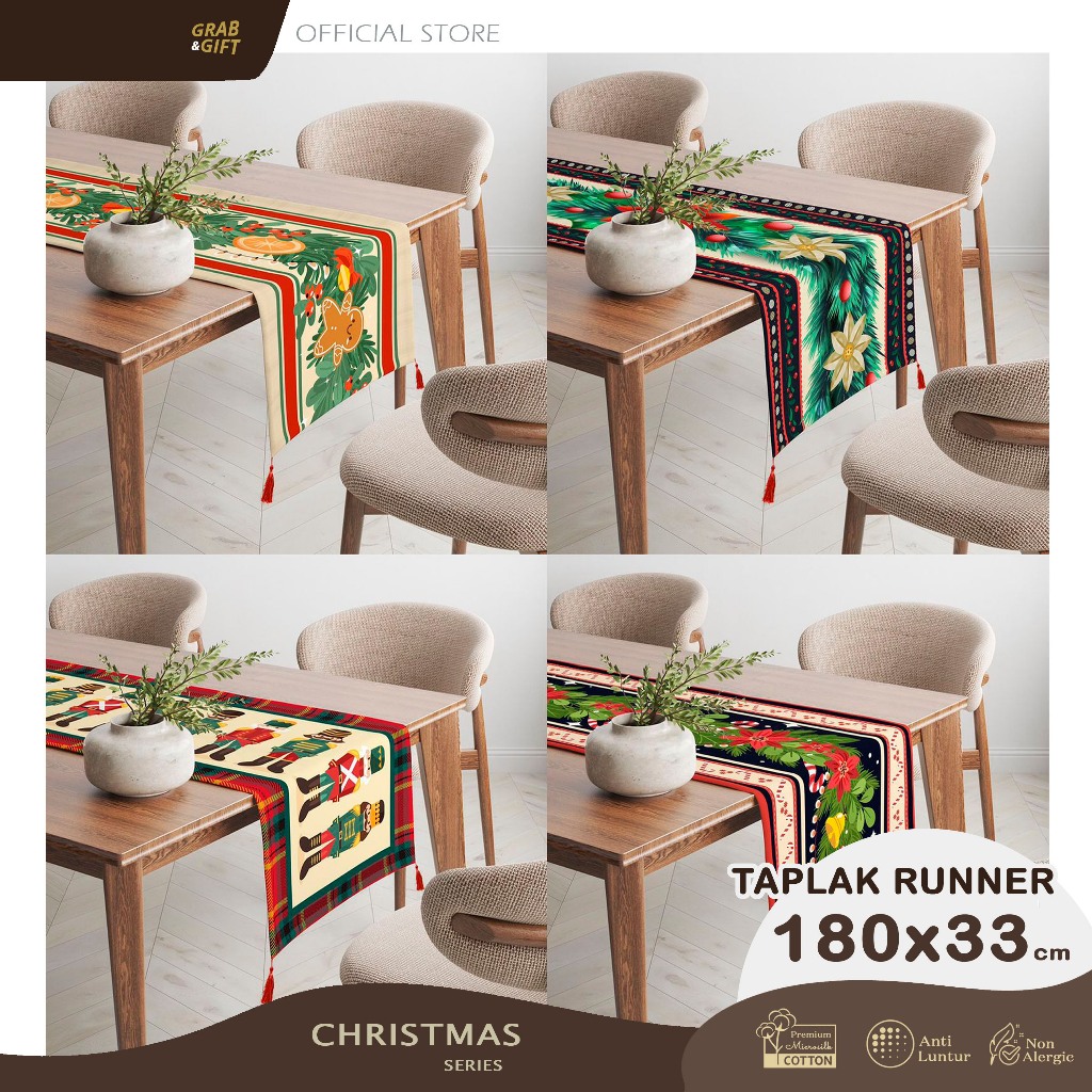 Jual Table Runner Taplak Meja Print Velvet Motif Natal Christmas ...