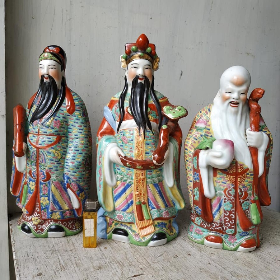 Jual Pajangan Patung Keramik Fu Lo Shou | Shopee Indonesia