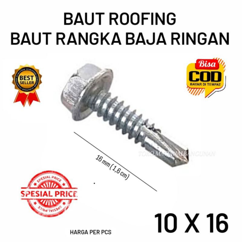 Jual BAUT ROOFING 10 X 16 BAUT RANGKA BAJA RINGAN / KANAL / TASO ...