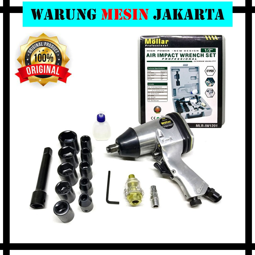 Jual Air Impact Wrench Set 1/2''inch Merk Mollar Alat Buka Pasang Baut ...