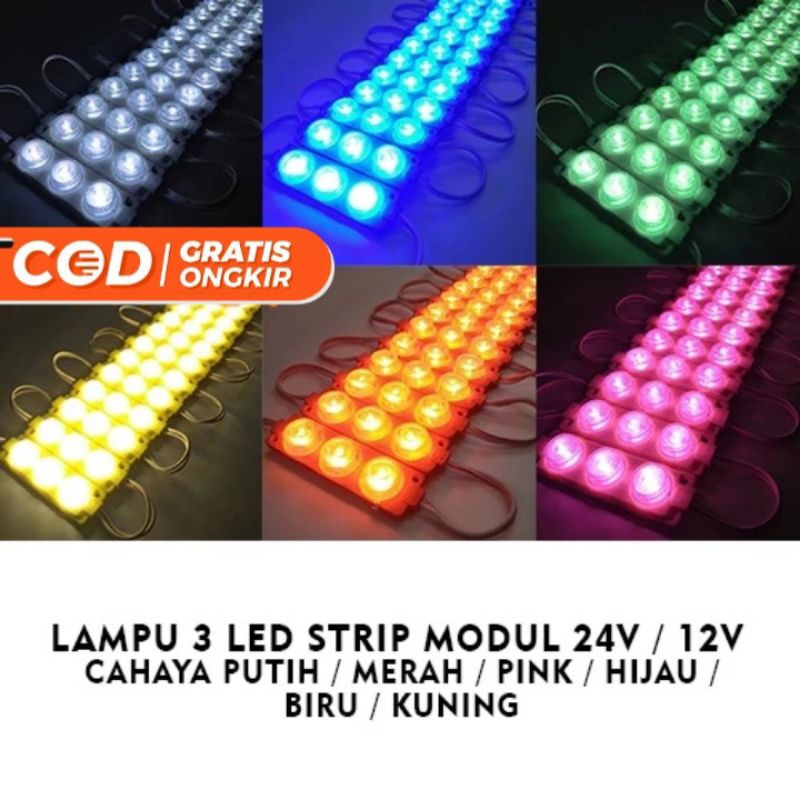 Jual LAMPU DC LED STRIP MODUL LED 3 MATA 12 VOLT | LAMPU LED LAYANGAN ...