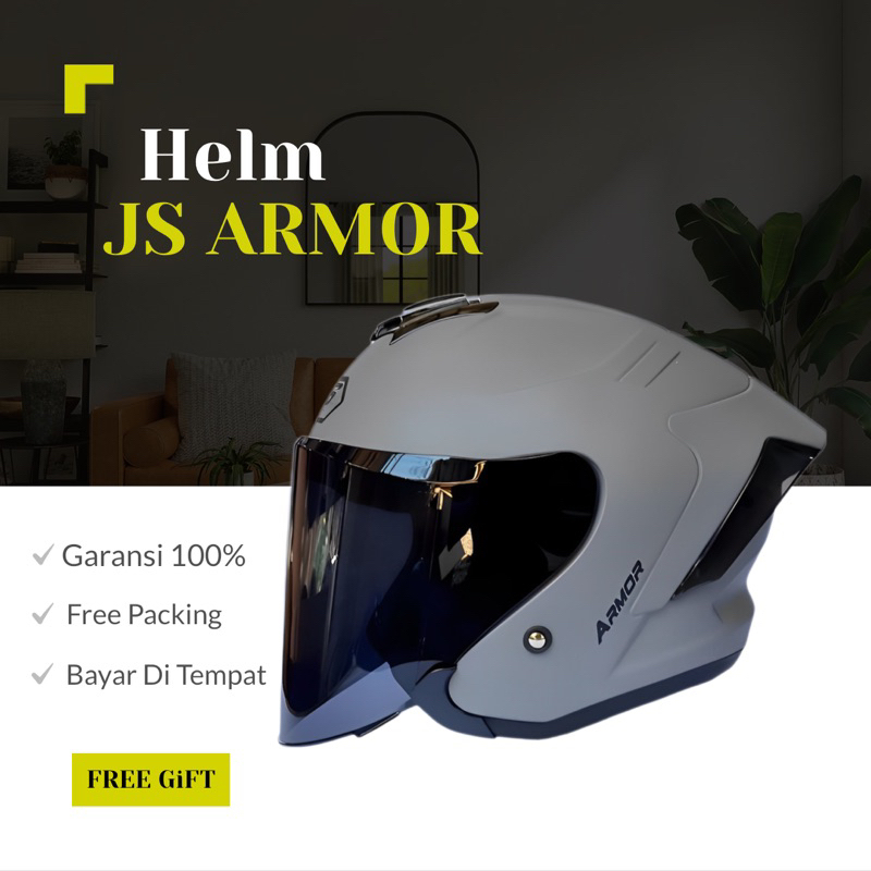 Jual Helm JS Armor Half Face Terbaru SNI Paket Ganteng Pria Cowok Cewek ...