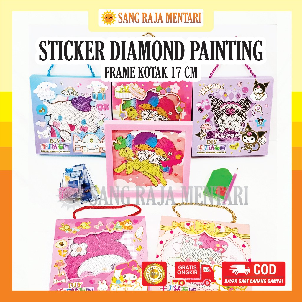 Jual Sticker Diamond Painting Kit Dapat Bingkai Frame 17x17 cm | Stiker ...