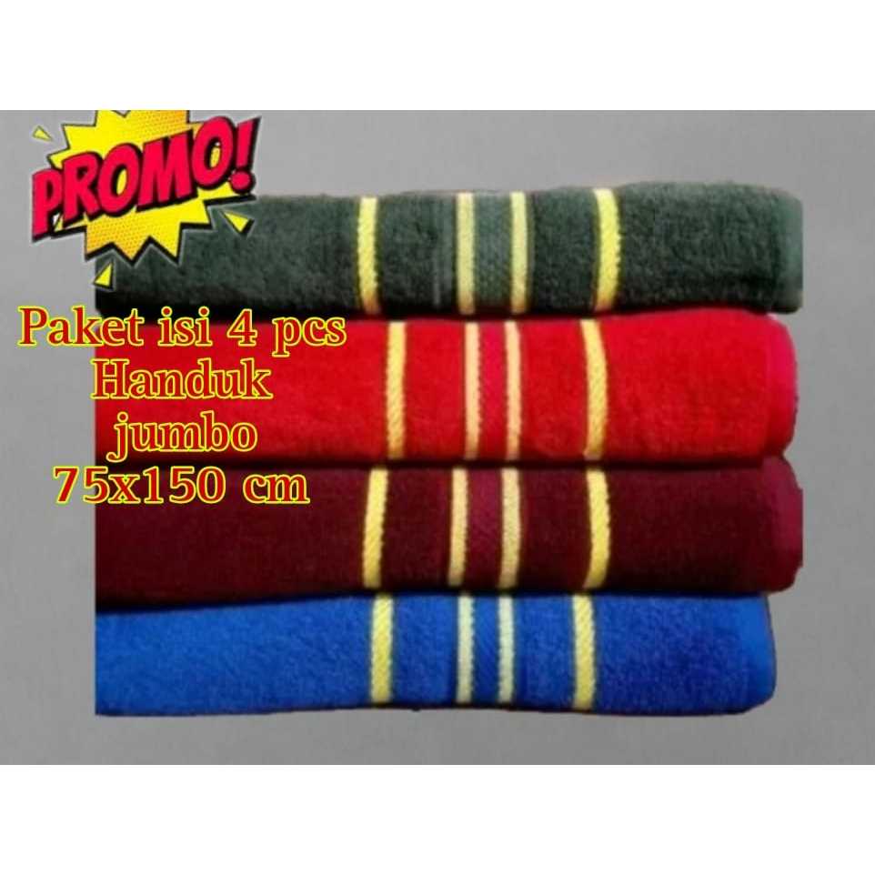 Jual PAKET HEMAT 4 PCS HANDUK MANDI DEWASA TEBAL UKURAN JUMBO 75X150 CM ...