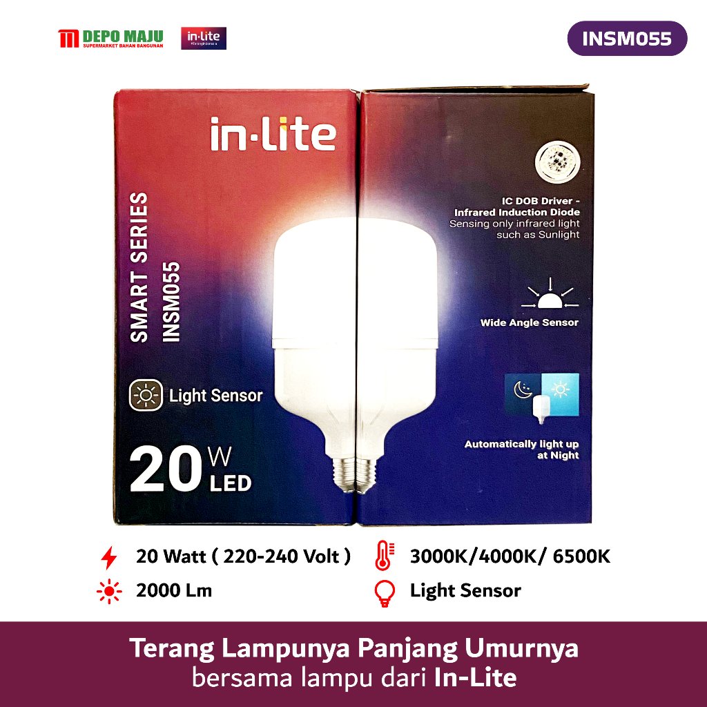 Jual LAMPU LED LIGHT SENSOR 20W | INLITE INSM055 - LAMPU LED VALUE ...