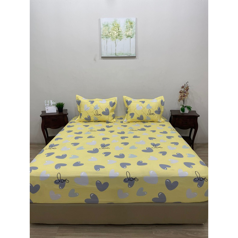 Jual sprei mikrostar love kuning botak | Shopee Indonesia