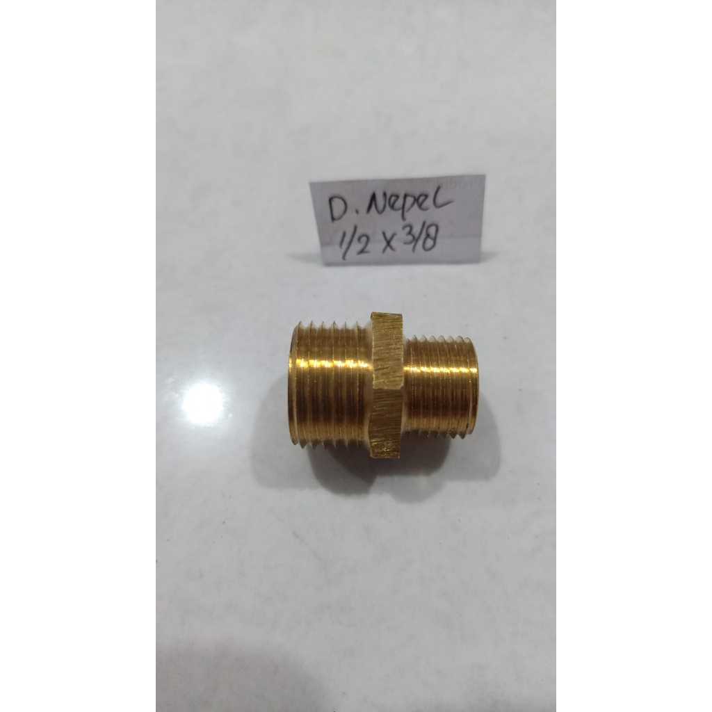 Jual Double Nepel Kuningan Ukuran 1/2 x 3/8 | Shopee Indonesia