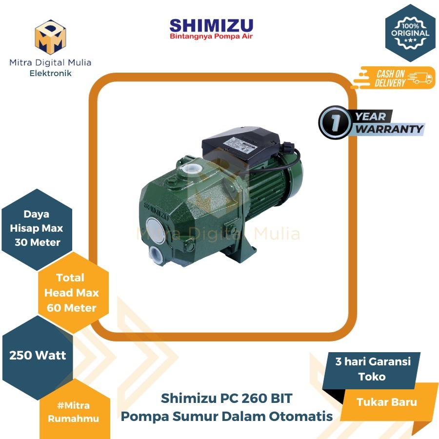 Jual Shimizu PC 260 BIT Pompa Air Sumur Dalam Otomatis | Shopee Indonesia
