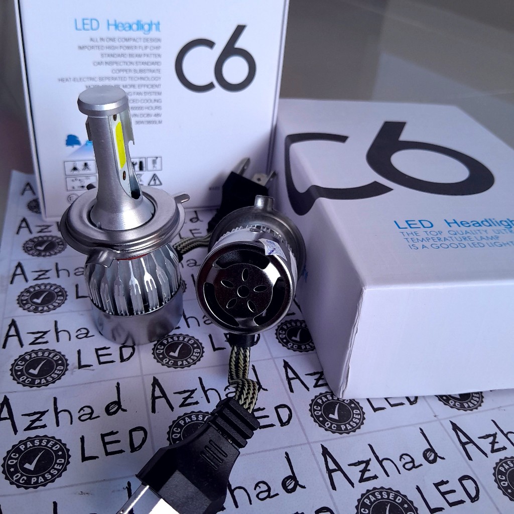 Jual Lampu Utama LED C6 AES 36 Watt Soket H4 3 Kaki Motor Mobil 12V 24V ...