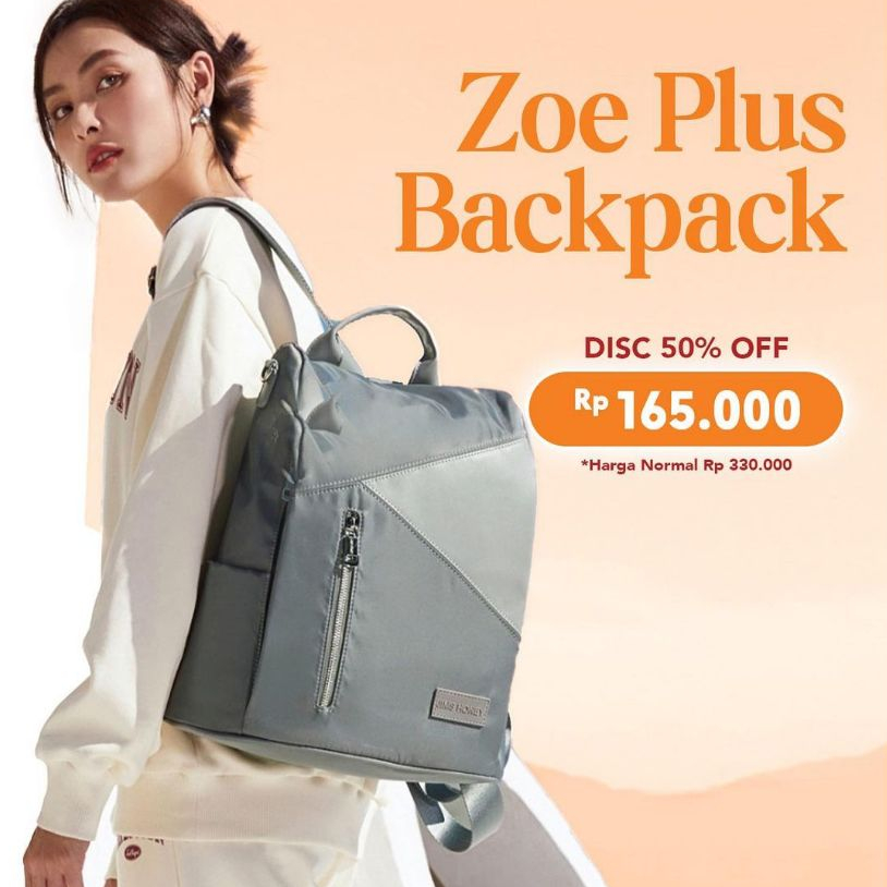 Jual ZOE PLUS BACKPACK JIMS HONEY TAS RANSEL WANITA ANTI MALING ...