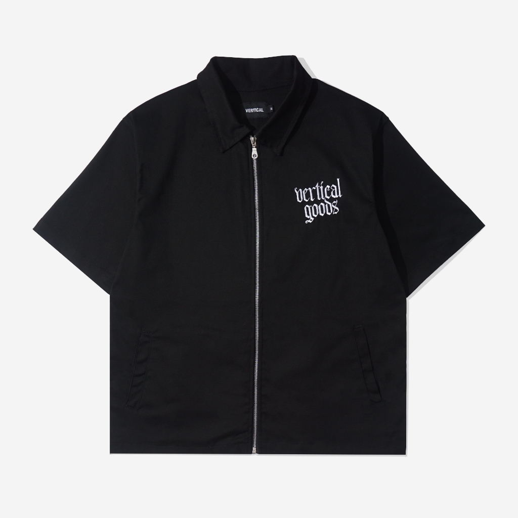 Jual Verticalgoods | KEMEJA ZIP SHIRT CROP HITAM | MECHA | Shopee Indonesia