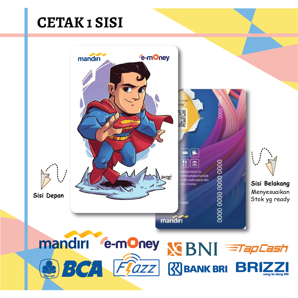 Jual KARTU EMONEY ETOLL SUPERHERO SUPERMAN KEREN MANDIRI FLAZZ BCA GEN ...