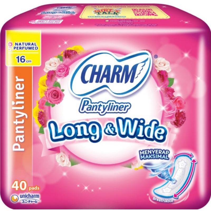 Jual Charm Pantyliner Long and Wide Natural isi 40 pads | Shopee Indonesia