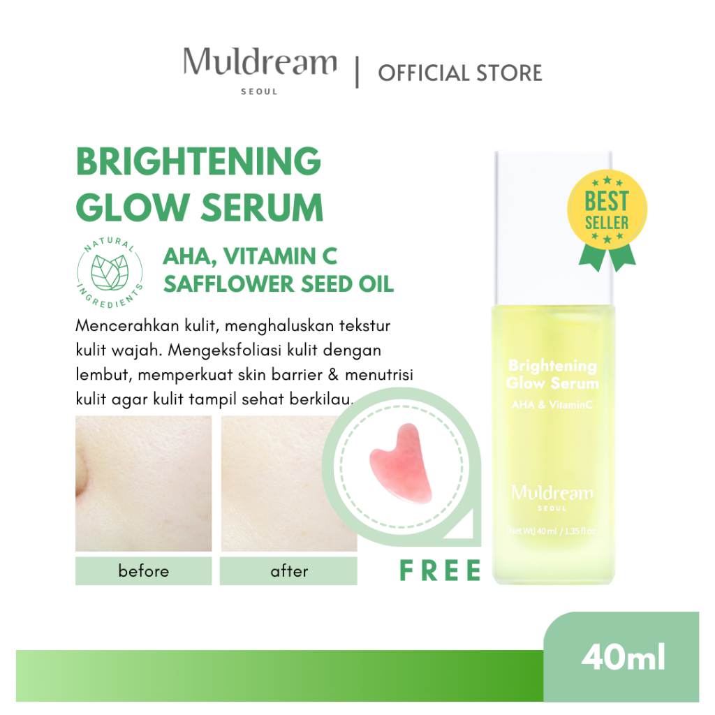 Jual Muldream Brightening Glow Serum AHA & Vitamin C 40ml | Shopee ...