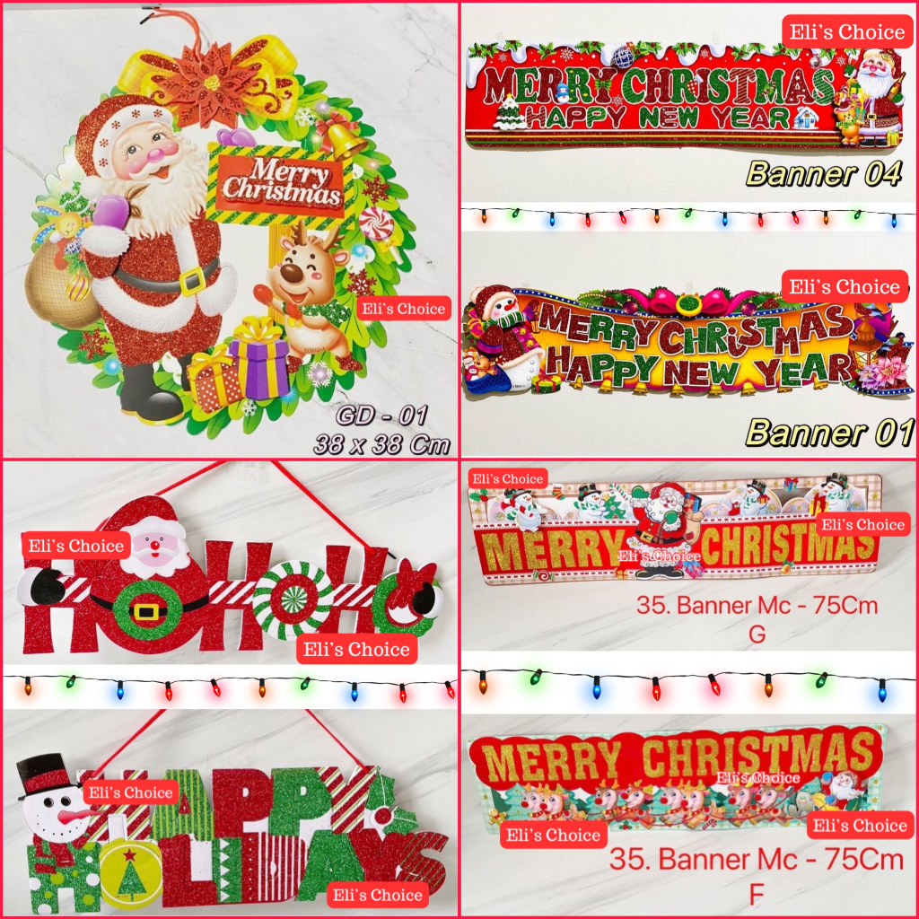 Jual DEKORASI NATAL TEMPELAN DINDING / BANNER MERRY CHRISTMAS ...