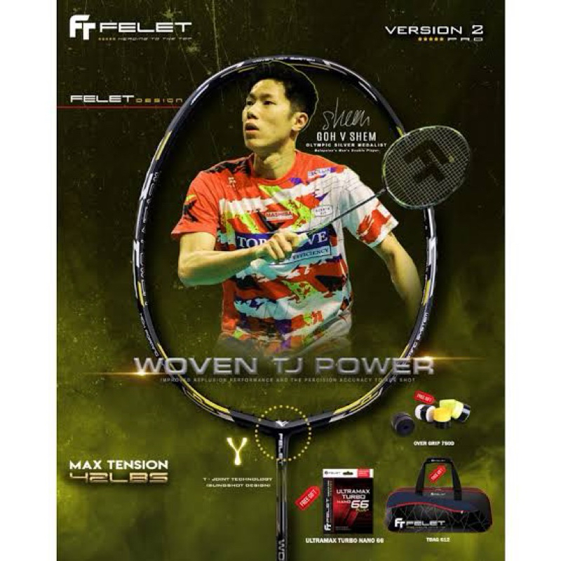 Jual Raket Badminton FELET WOVEN TJ POWER V2 GOH V SHEM Original ...