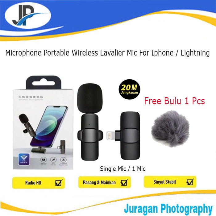 Jual Microphone Portable Wireless Lavalier Mic USB Type C Double ...