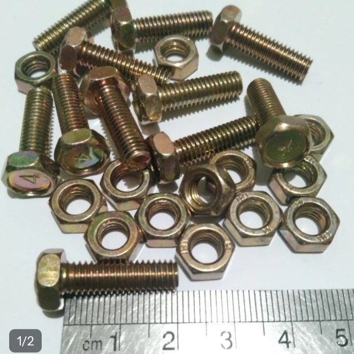 Jual BAUT MUR KUNING HEX BMK M6 X 20 MM (KUNCI 10) | Shopee Indonesia