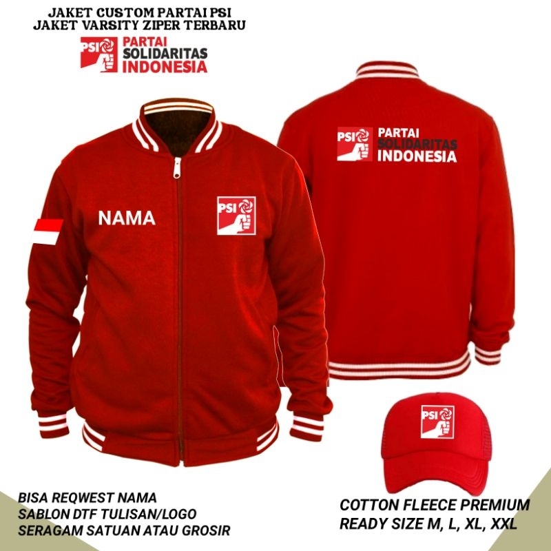 Jual JAKET VARSITY MERAH SERAGAM PASI - JAKET PARTAI PSI TERBARU GRATIS ...