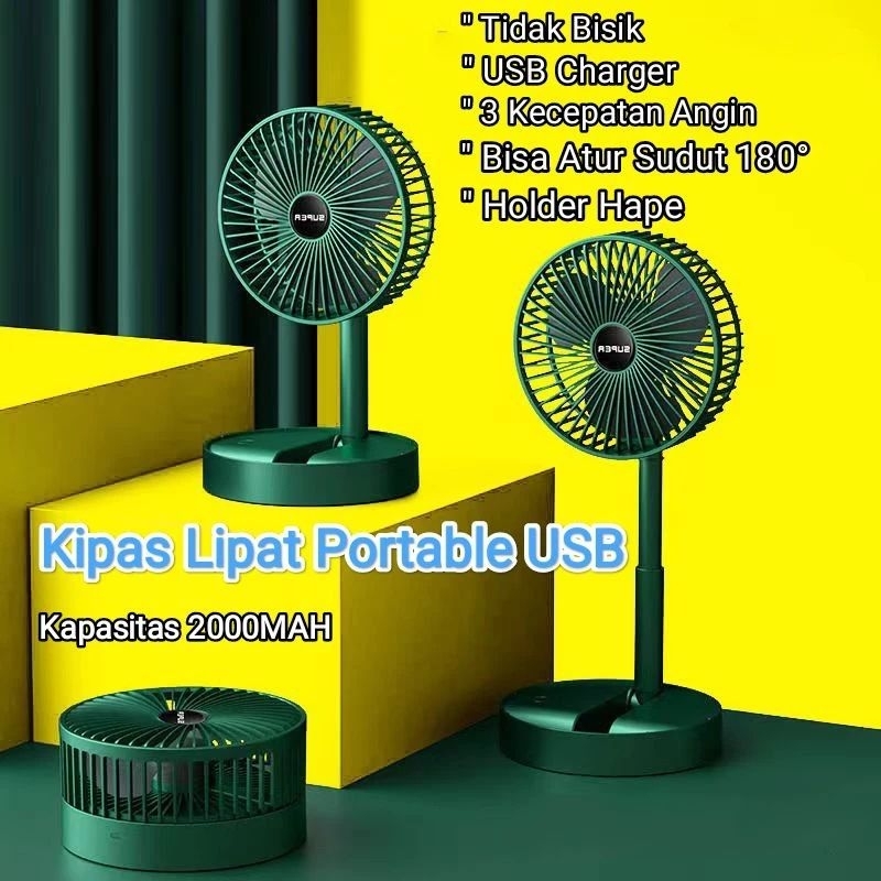 Jual kipas angin lipat portable 360 derajat putar usb charger hocky ...