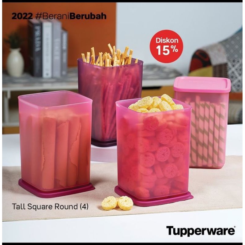 Jual Tall square round tupperware / toples tupperware | Shopee Indonesia