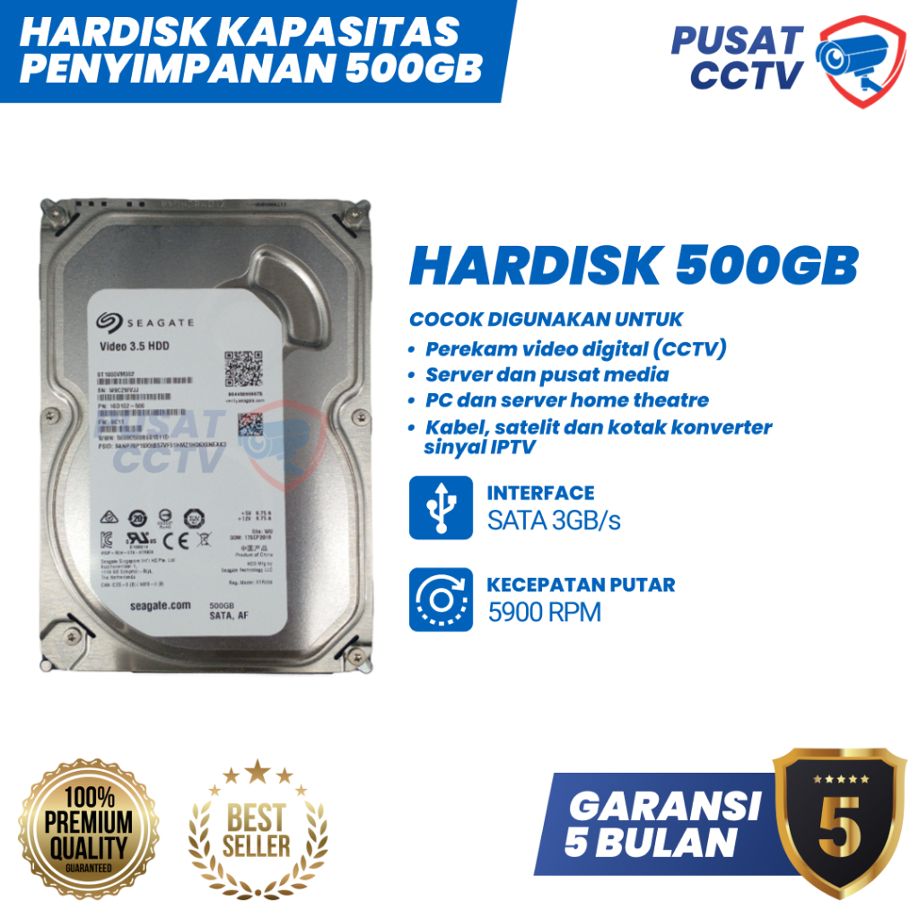 Jual Hardisk HDD 500GB SATA, Untuk, DVR CCTV, PC, Laptop, Hardisk ...