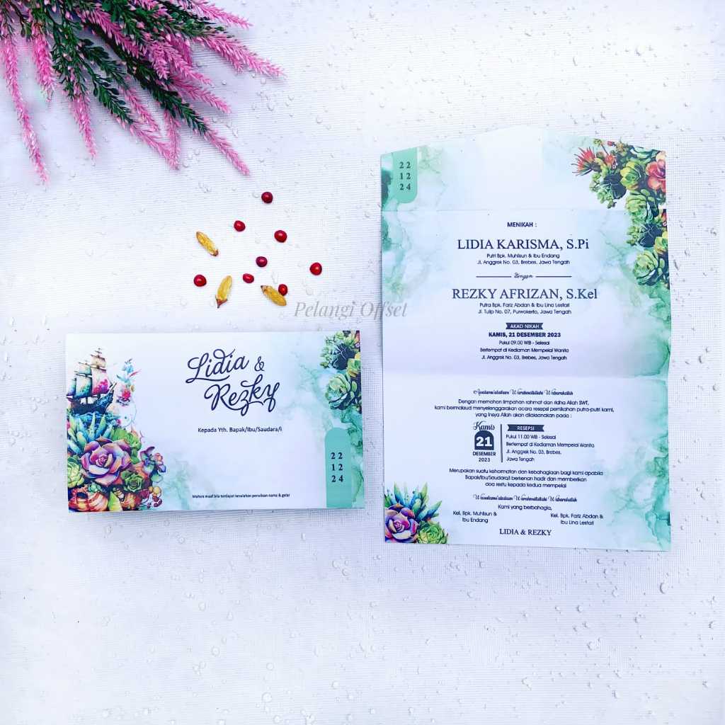Jual UNDANGAN SEMI AMPLOP FLORAL | UNDANGAN NIKAH LIPAT 3 AESTHETIC ...