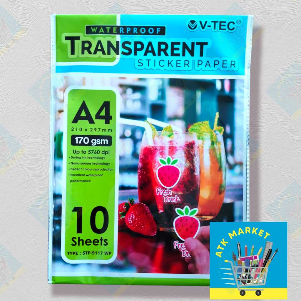 Jual STICKER TRANSPARANT A4 WATERPROOF VTEC STICKER FOTO STIKER BENING ...