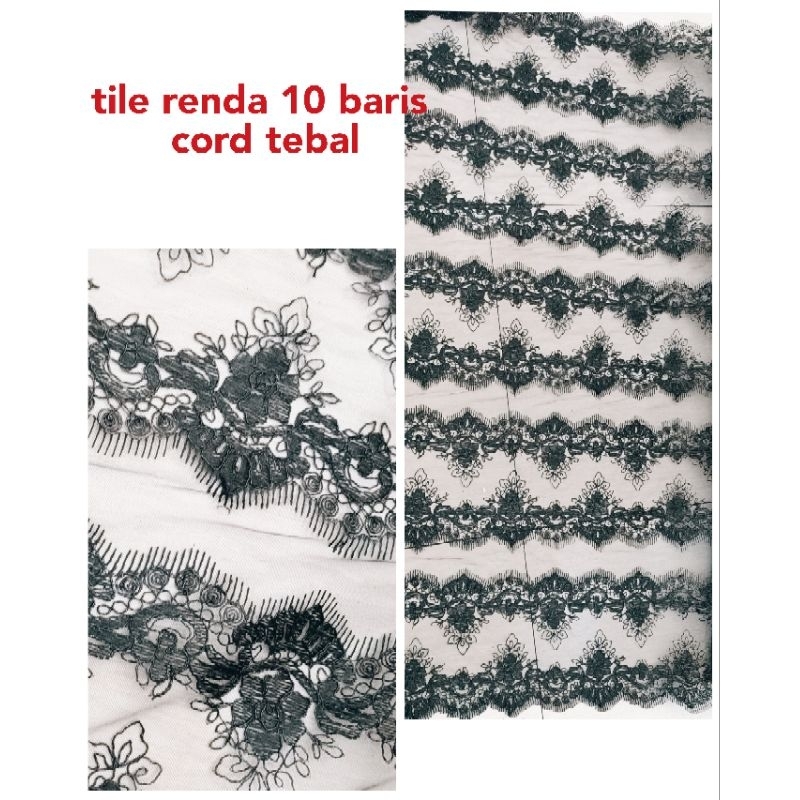 Jual Kain Tile Paris Korneli tebal 3d hitam motif renda | Shopee Indonesia