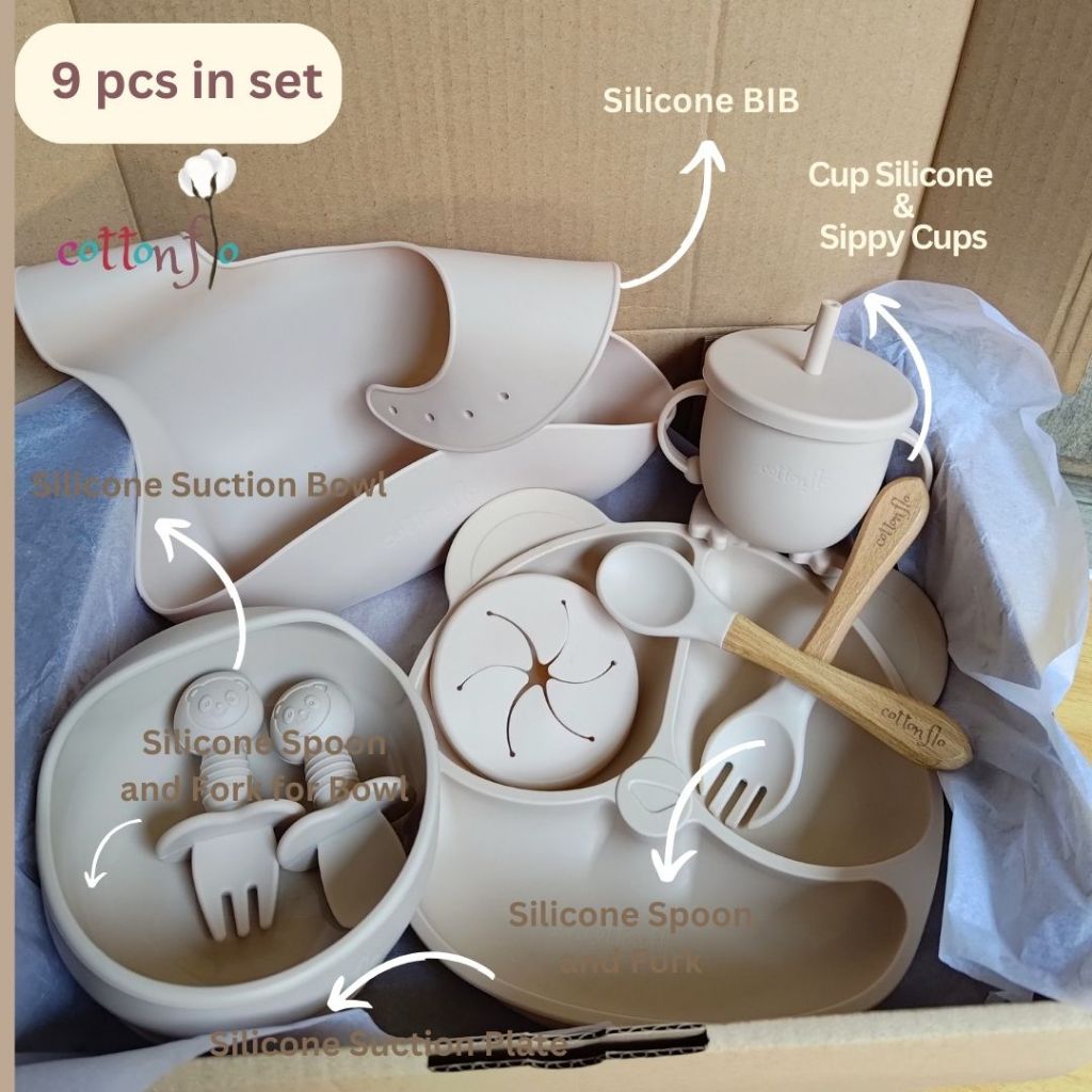Jual Alat makan bayi silikon set/Tempat makan silikon set/Silicone ...
