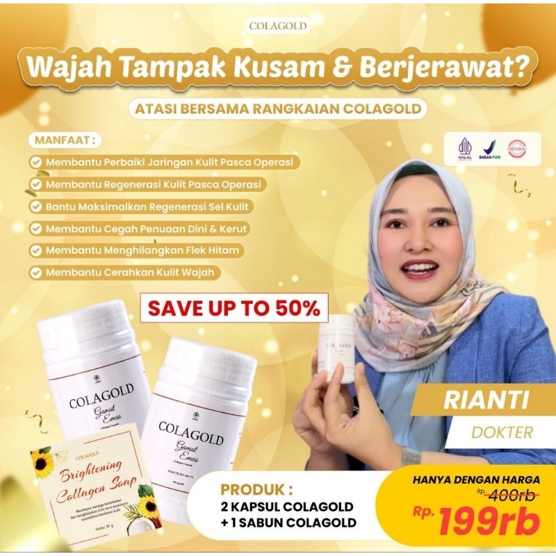 Jual (FREE SABUN) Colagold kapsul collagen suplemen pemutih badan gamat ...
