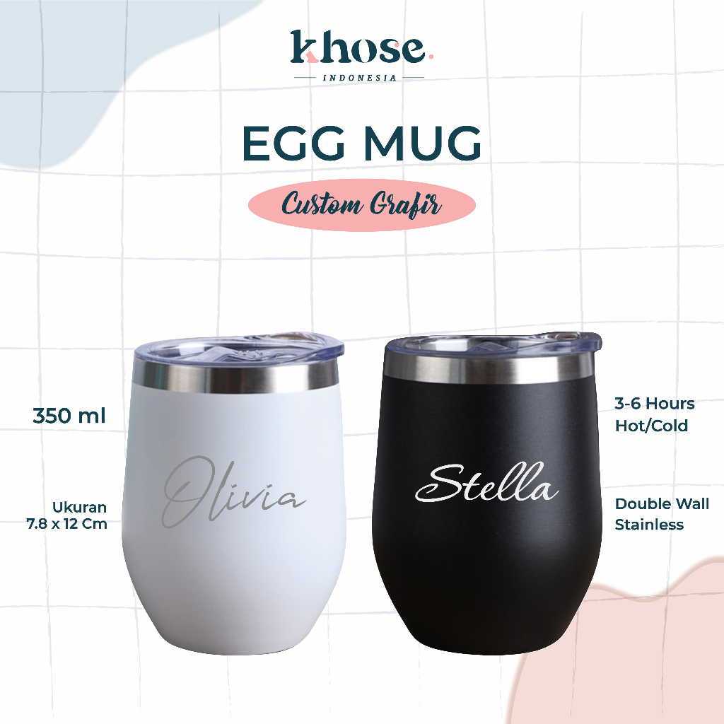 Jual KHOSE Coffee Egg Mug Stainless / Gelas Kopi Custom Grafir Nama ...