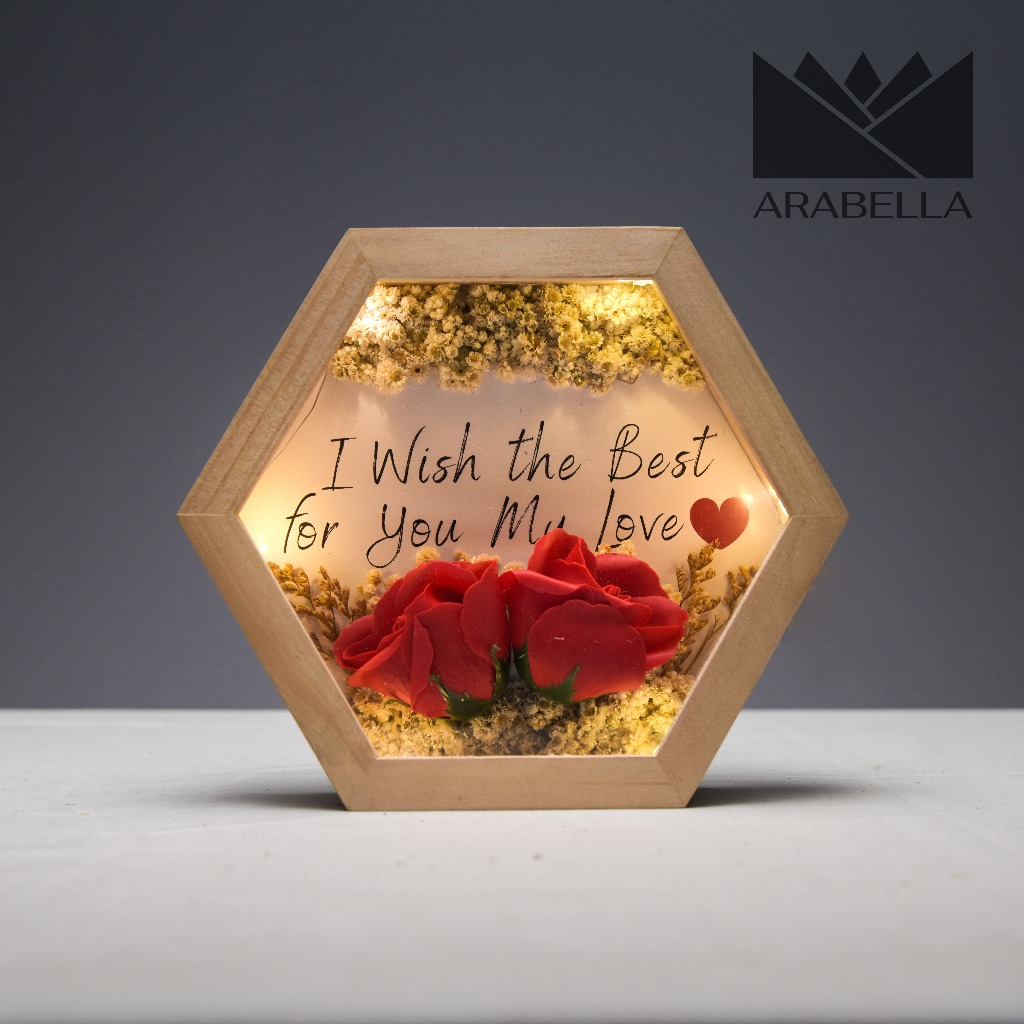 Jual 3D Frame Dried Flower Gift Segi 6 Mahar Hexagon Akrilik Figura 3D Akad Nikah | Shopee Indonesia