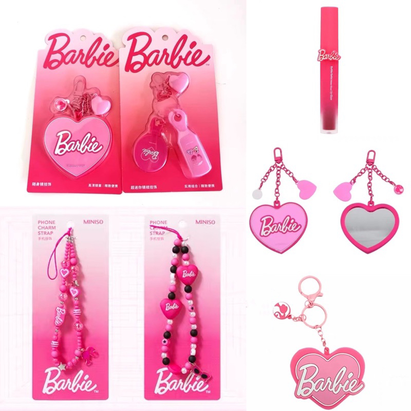 Jual miniso x barbie phone charm strap key chain lip glaze gantungan ...