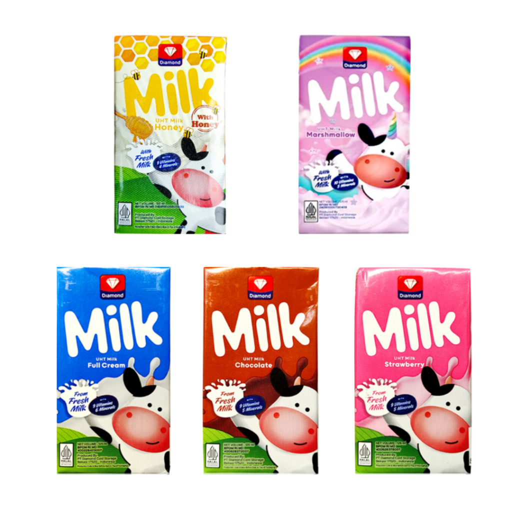 Jual DIAMOND UHT FRESH MILK 125 ML SUSU UHT HONEY/ MARSHMALLOW/ COKLAT ...