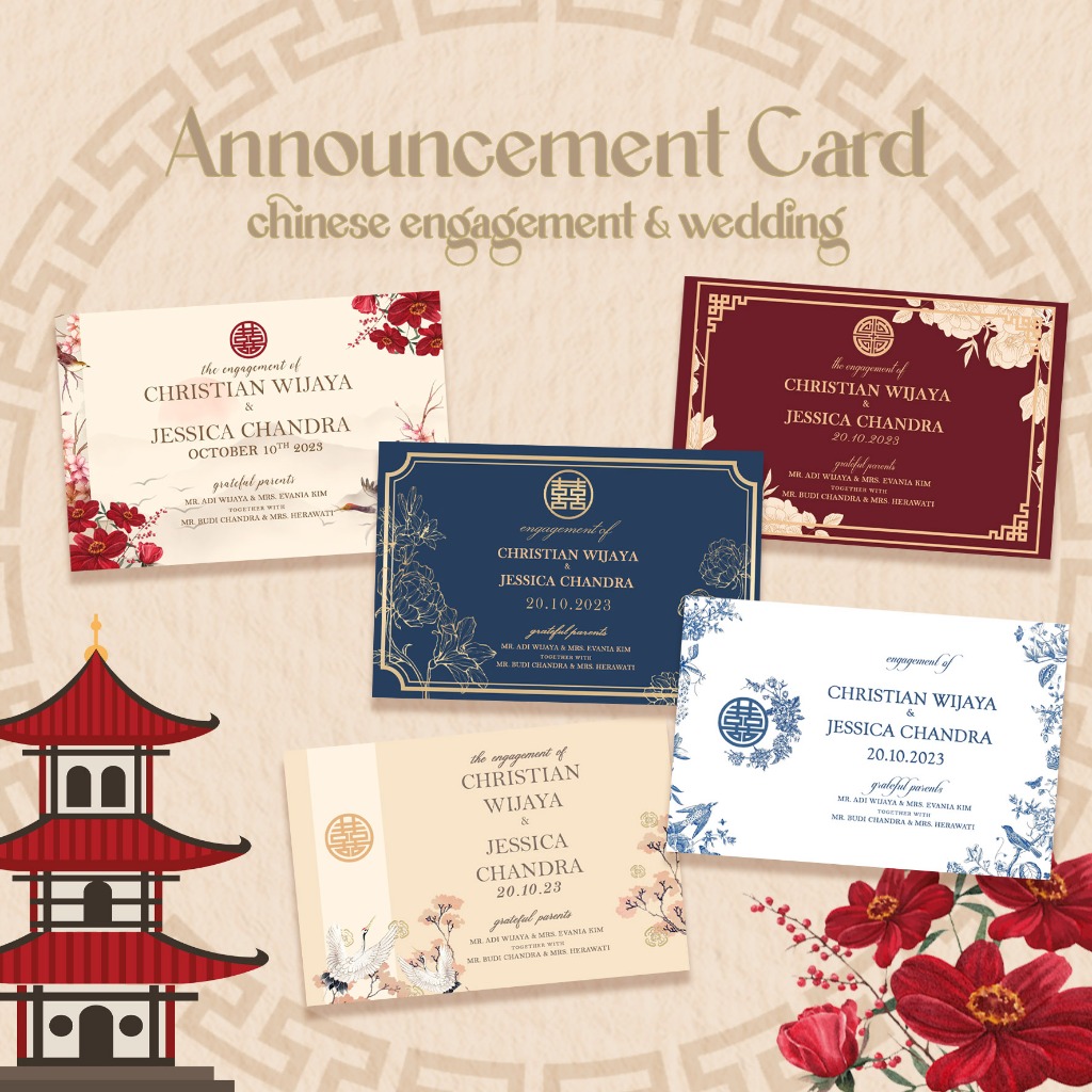 Jual Kartu Ucapan / Undangan Announcement Card Acara Engagement ...