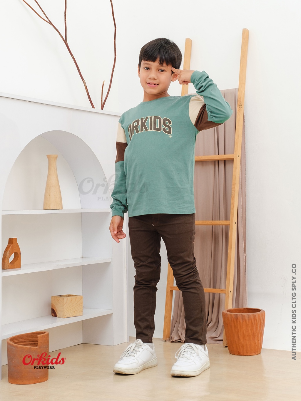 Jual ORKIDS Kaos Anak Lengan Panjang Umur 1 - 12 tahun Bahan katun Brixy Green | Shopee Indonesia