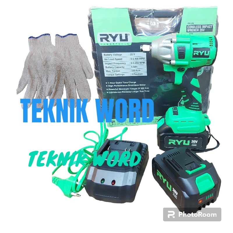 Jual CORDLESS IMPACT WRENCH RYU RCW 20V / ALAT BUKA BAUT BATERAI RYU ...