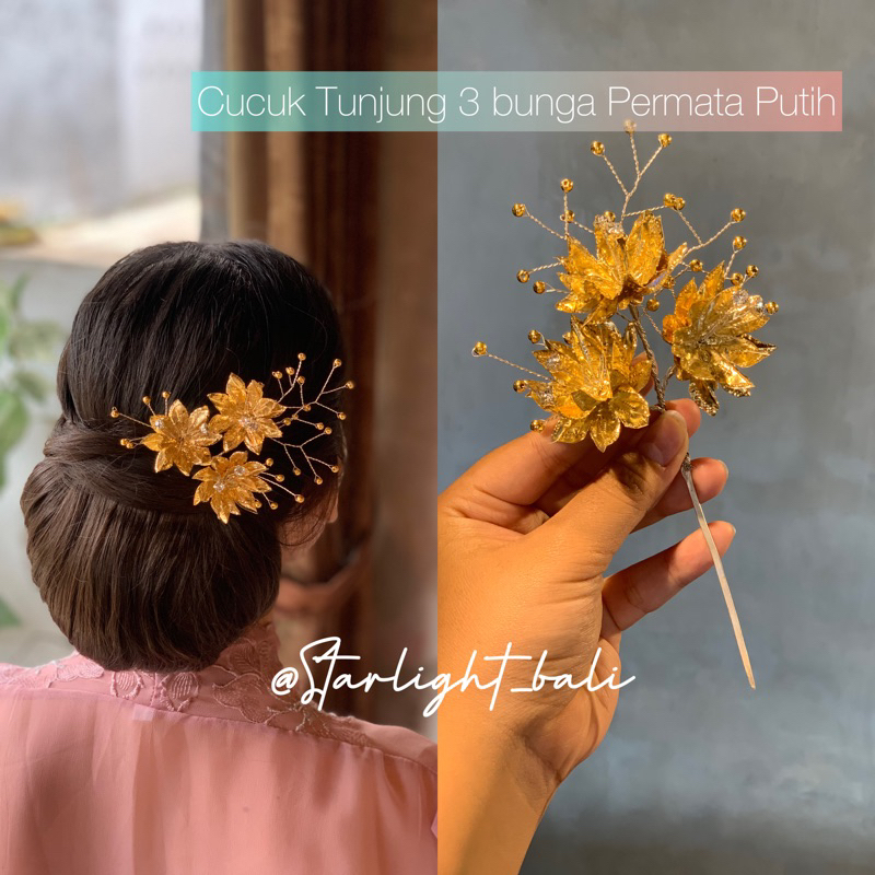 Jual Cucuk Tunjung 3 Bunga Permata Putih/Aksesoris Hairdo | Shopee ...