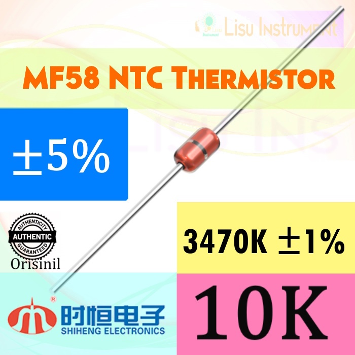 Jual 10kΩ ±5% 3470K ±1% 50mW MF58 NTC Thermistor Temperature Sensor ...