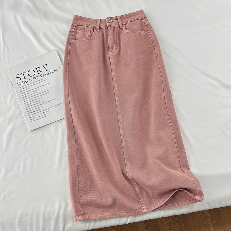 Jual ANNE - A-Line Rok Jeans Highwaist Rok Pink | Shopee Indonesia