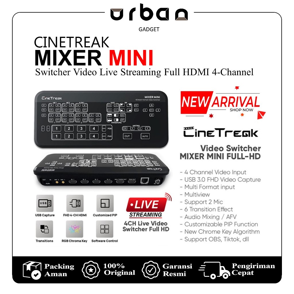 Jual Cinetreak Mixer Mini Full HDMI 4-Channel Switcher Live Streaming ...
